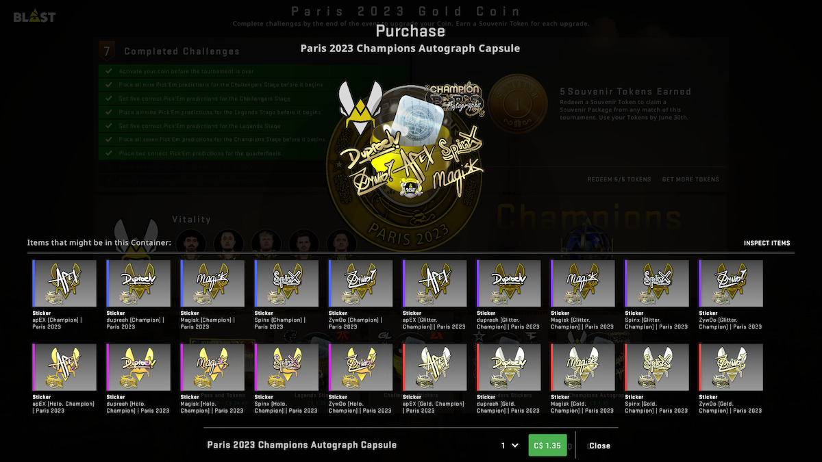 CS:GO: Valve lança stickers da Vitality campeã do Major - Mais Esports
